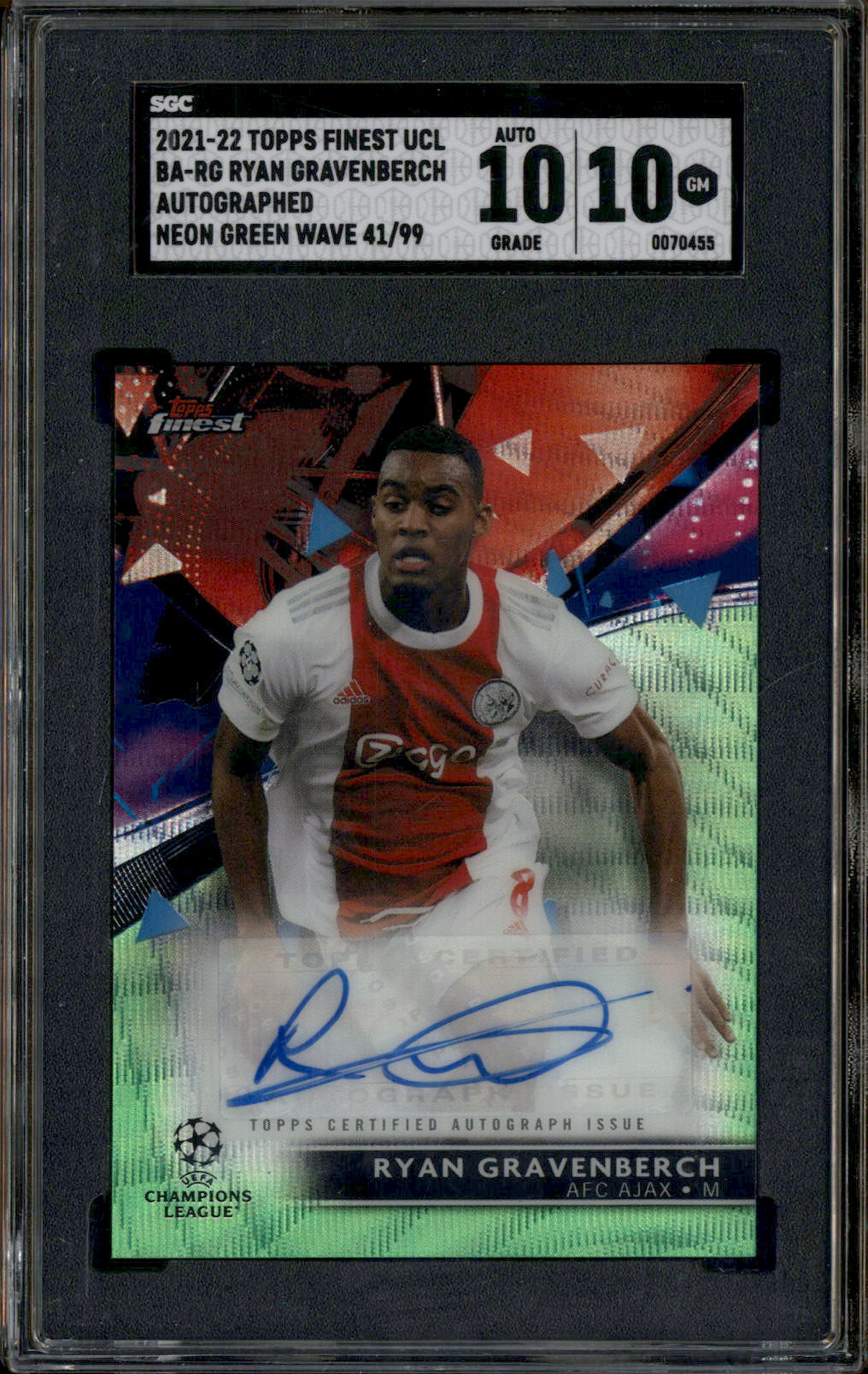 2021 Finest Autograph Neon Green Wave Ryan Gravenberch Auto /99 SGC 10 ...