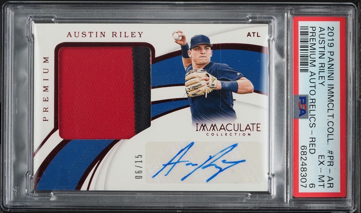2019 Immaculate Collection Premium Red Austin Riley ROOKIE PATCH AUTO ...