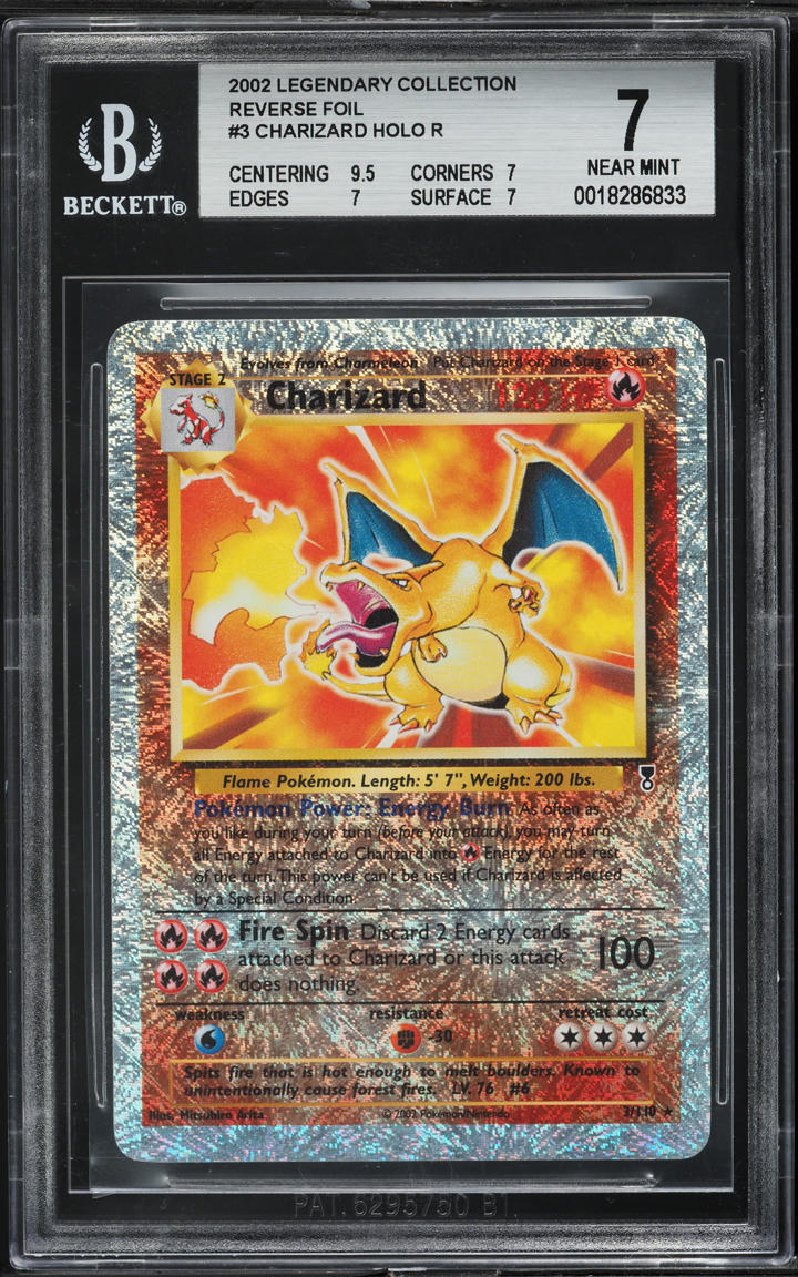 2002 Pokemon Legendary Collection Reverse Holo Charizard #3 BGS 7 NRMT ...