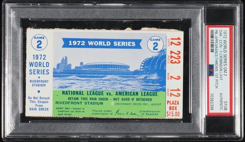 1972 World Series Game 2 Stub Jackie Robinson Last Public Appearance ...