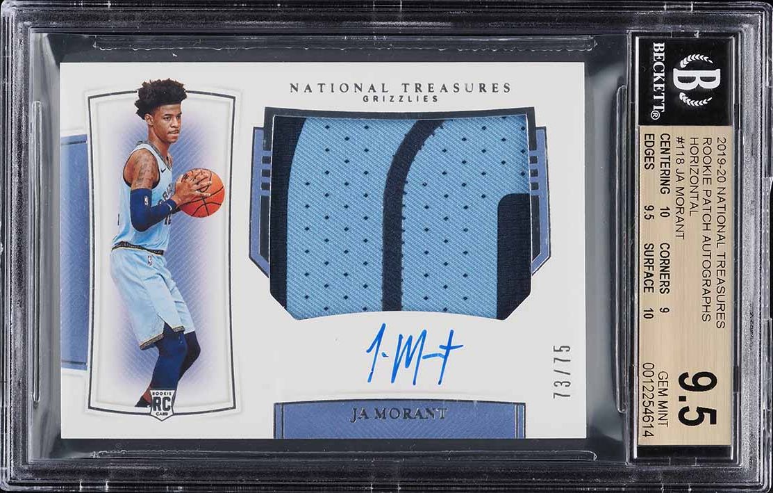 2019 National Treasures Horizontal Ja Morant ROOKIE PATCH AUTO /75 #118 ...