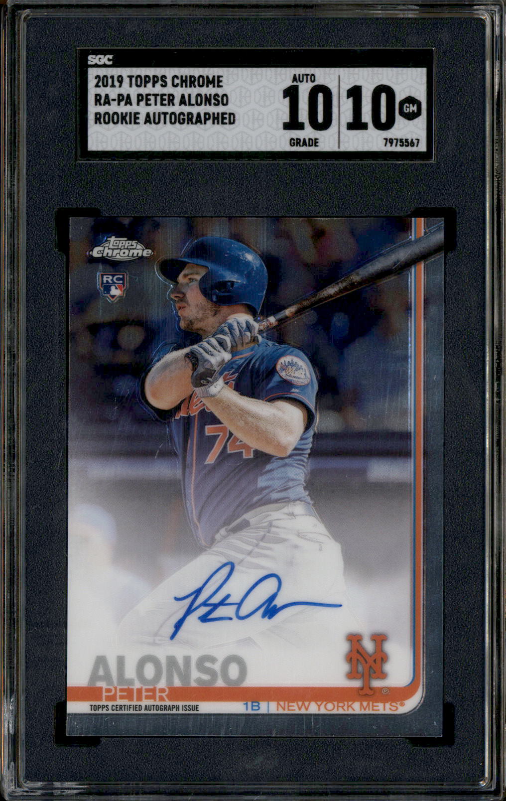 2019 Topps Chrome Rookie Autograph #RAPA Peter Pete Alonso RC Auto SGC 10 on Fanatics Collect