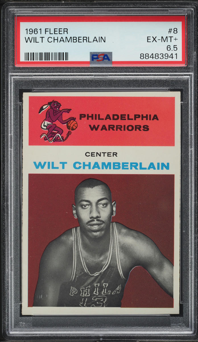 1961 Fleer Basketball Wilt Chamberlain ROOKIE #8 PSA 6.5 EXMT+ on ...