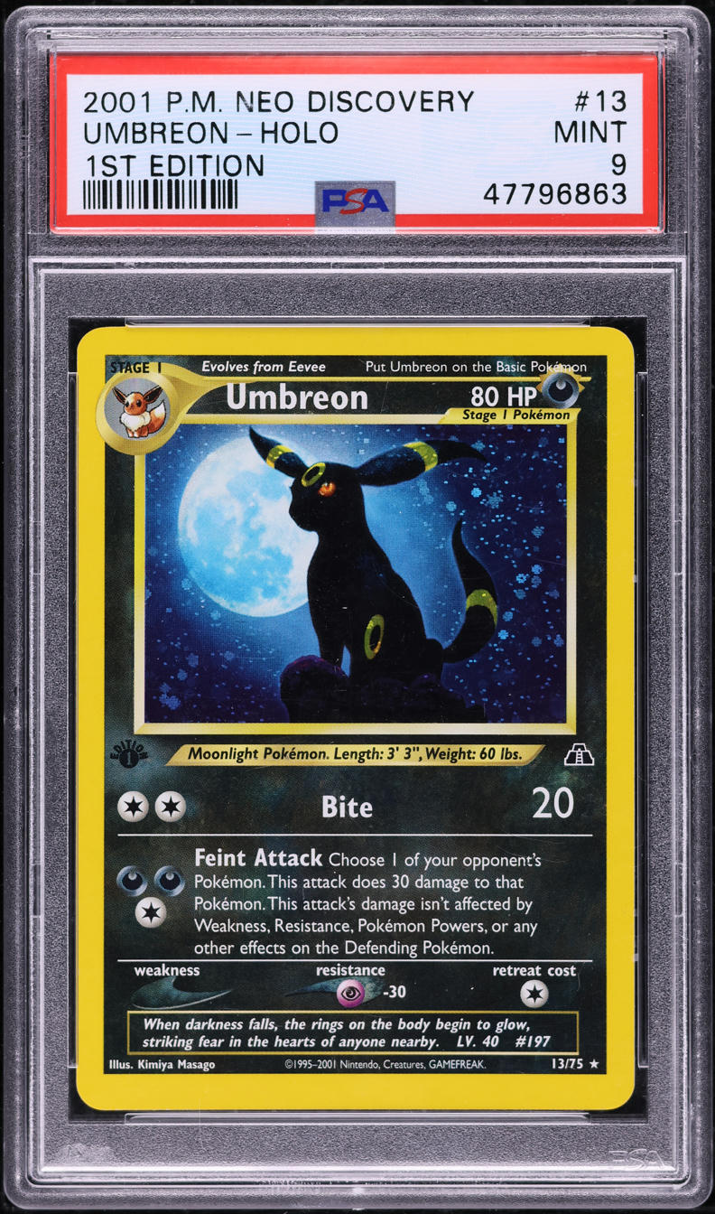 2001 Pokemon Neo Discovery 1st Edition Holo Umbreon #13 PSA 9 MINT on ...