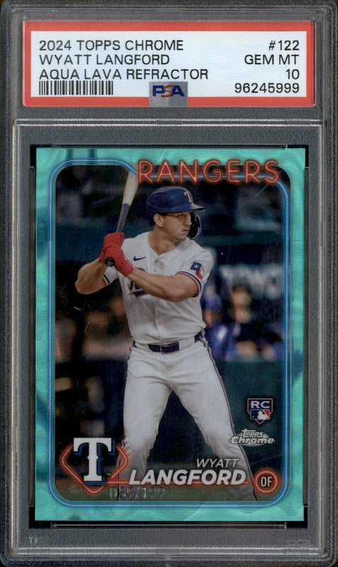 2024 Topps Chrome Aqua Lava Refractor #122 Wyatt Langford RC Rookie ...
