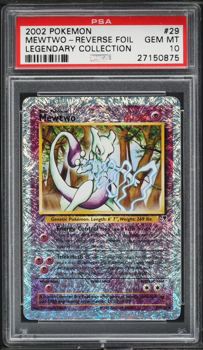 2002 Pokemon Legendary Collection Reverse Foil Mewtwo #29 PSA 10 GEM ...