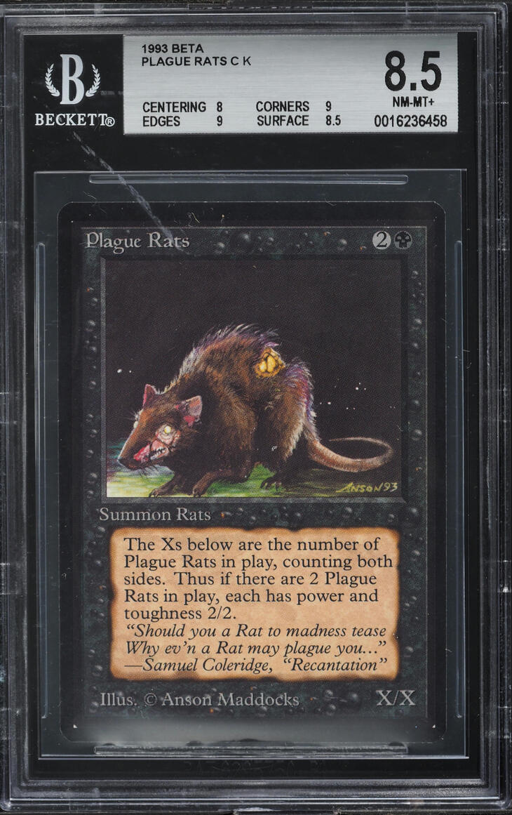 1993 Magic The Gathering MTG Beta Plague Rats BGS 8.5 NM-MT+ on ...