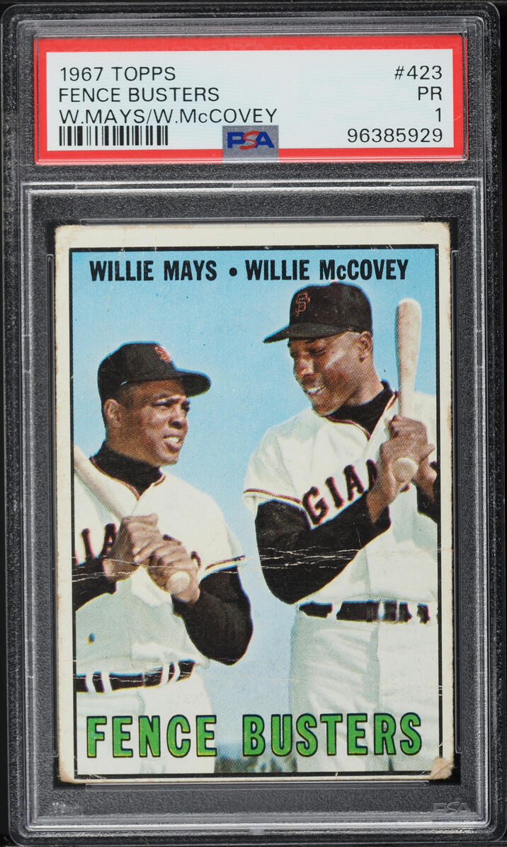 1967 Topps Willie Mays & Willie McCovey FENCE BUSTERS #423 PSA 1 PR on ...