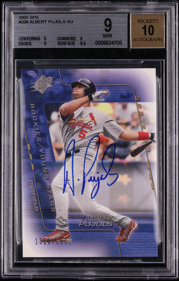 2001 SPx Albert Pujols ROOKIE AUTO /1500 #206 BGS 9 MINT on Fanatics ...
