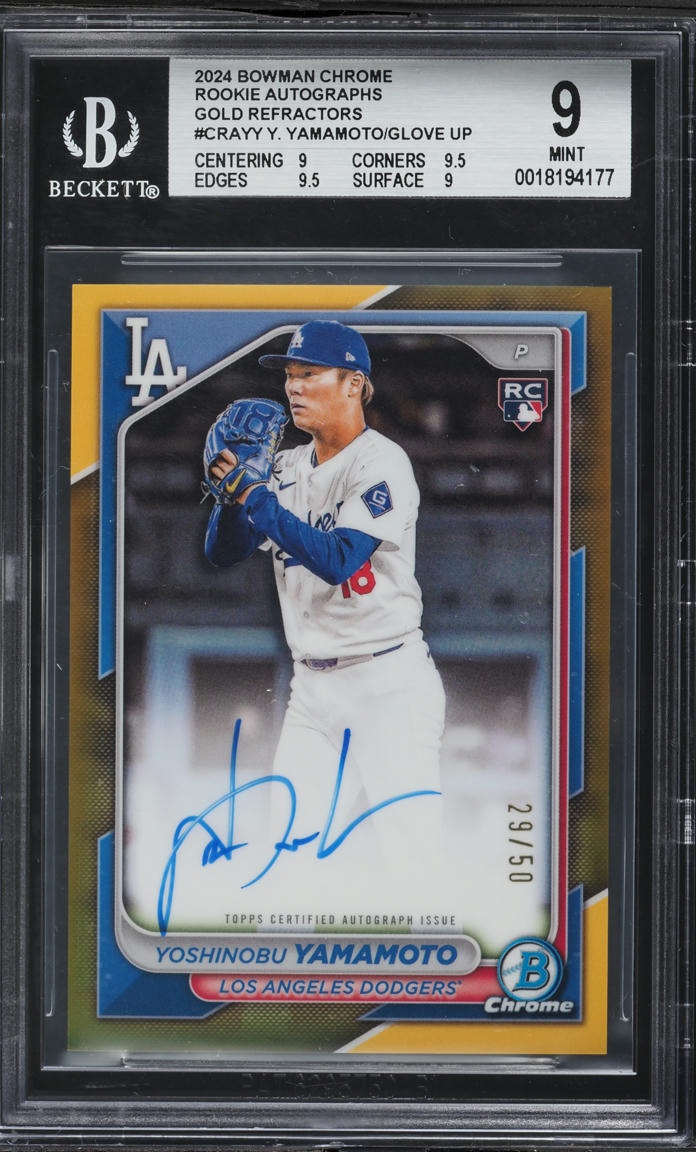 2024 Bowman Chrome Gold Refractors Yoshinobu Yamamoto ROOKIE AUTO /50 # ...