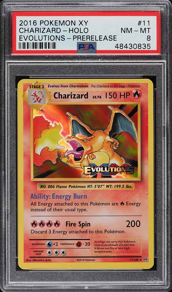 2016 Pokemon XY Evolutions Prerelease Holo Charizard #11 PSA 8 NM-MT on Fanatics Collect