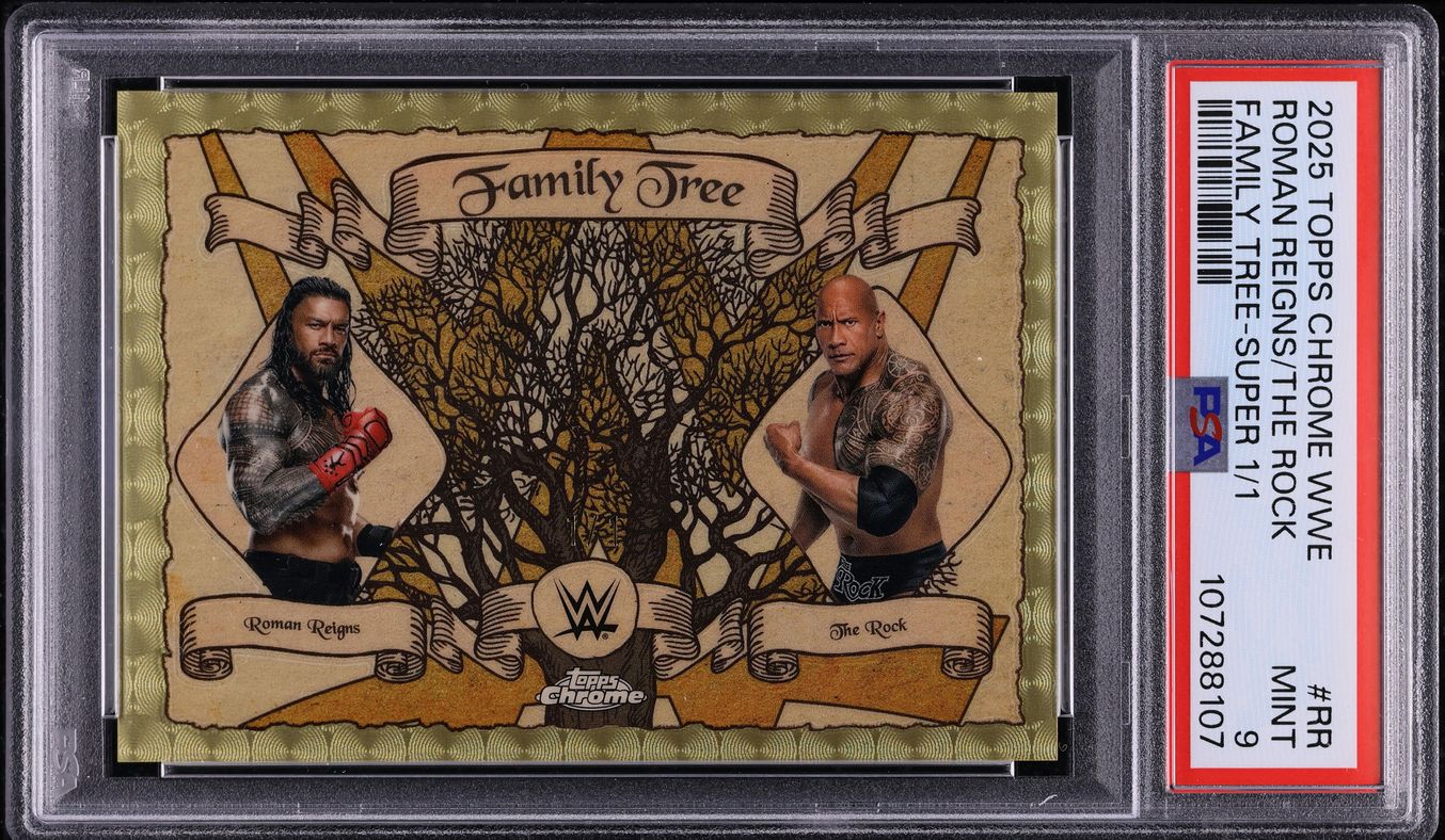 2025 Topps Chrome WWE Family Tree Superfractor Roman Reigns The Rock 1/ ...