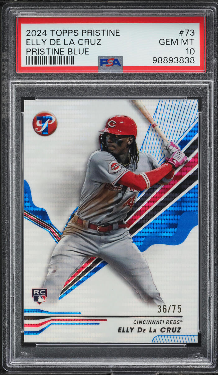 2024 Topps Pristine Blue Elly De La Cruz ROOKIE /75 #73 PSA 10 GEM MINT on Fanatics Collect