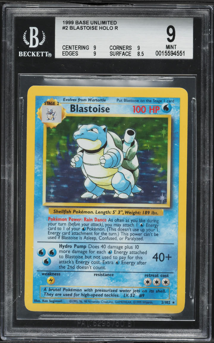 1999 Pokemon Base Set Holo Blastoise #2 BGS 9 MINT on Fanatics Collect