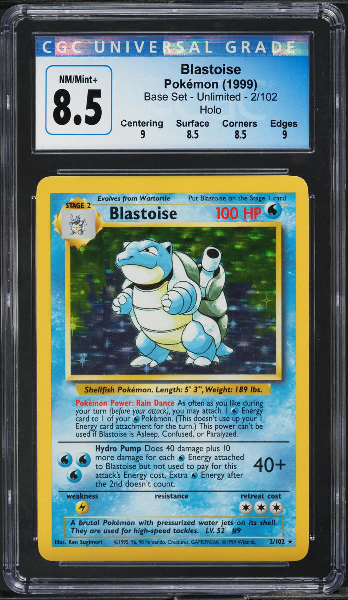 1999 Pokemon Base Set Holo Blastoise #2 CGC 8.5 NM-MT+ on Fanatics Collect
