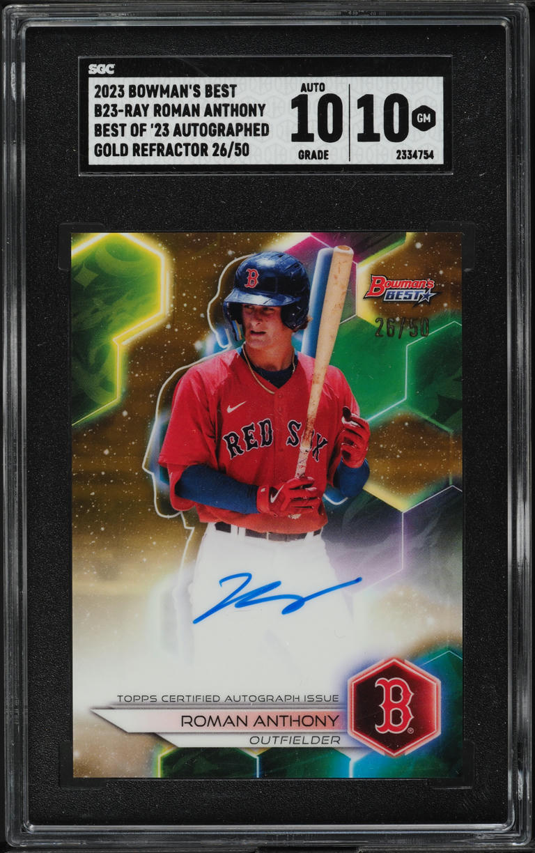 2023 Bowman's Best Of '23 Gold Refractor Roman Anthony ROOKIE AUTO /50 ...