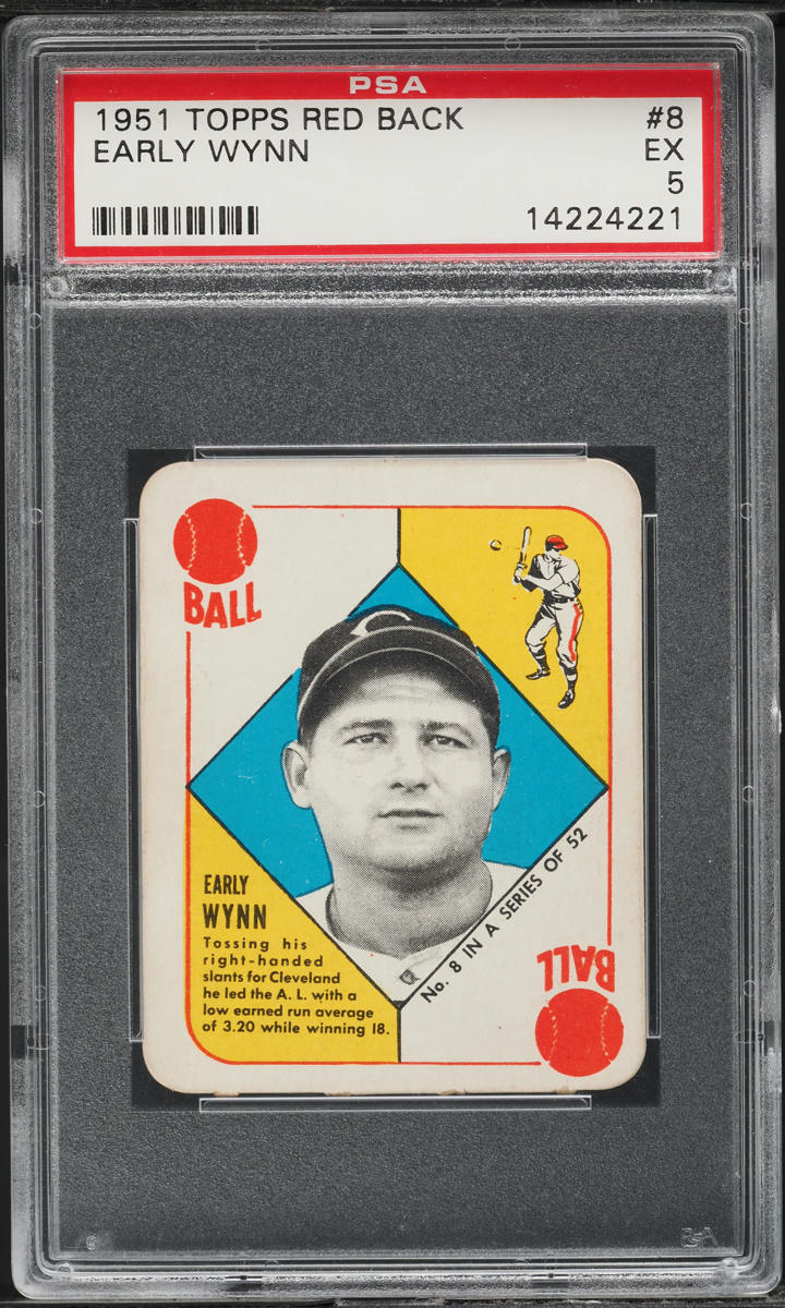 1951 Topps Red Back Early Wynn #8 PSA 5 EX on Fanatics Collect