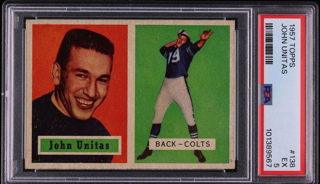 1957 Topps Football Johnny Unitas ROOKIE #138 PSA 5 EX on Fanatics Collect