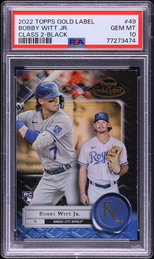 2022 Topps Gold Label Class 2 Black Bobby Witt Jr. ROOKIE #49 PSA 10 ...