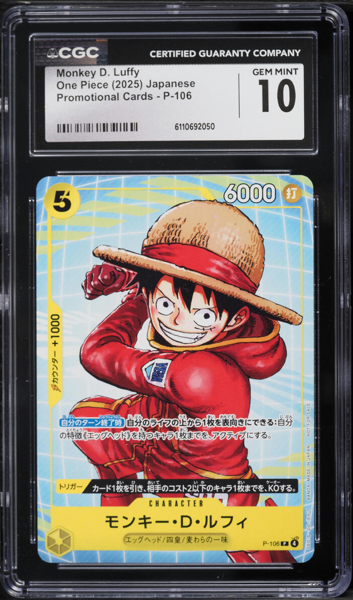2025 One Piece Japanese Promo Monkey D. Luffy #P-106 CGC 10 GEM MINT on ...