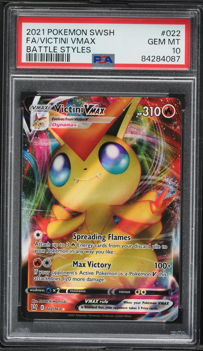 2021 Pokemon Sword & Shield Battle Styles Victini VMAX #22 PSA 10 GEM ...