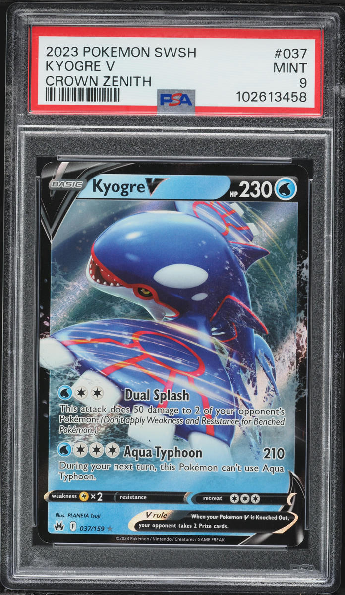 2023 Pokemon Sword & Shield Crown Zenith Kyogre V #37 PSA 9 MINT on ...