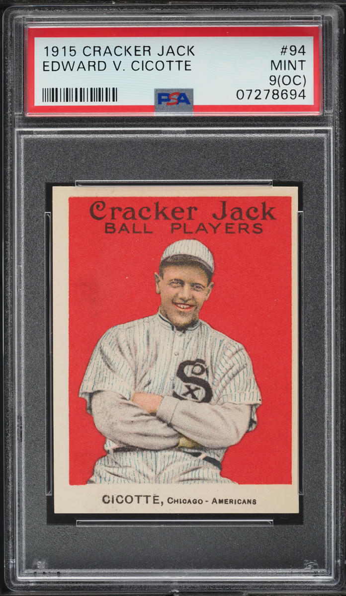 1915 Cracker Jack Edward Cicotte #94 PSA 9(oc) MINT on Fanatics Collect