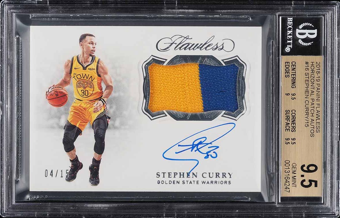 2018 Panini Flawless Horizontal Stephen Curry PATCH AUTO /15 BGS 9.5 ...