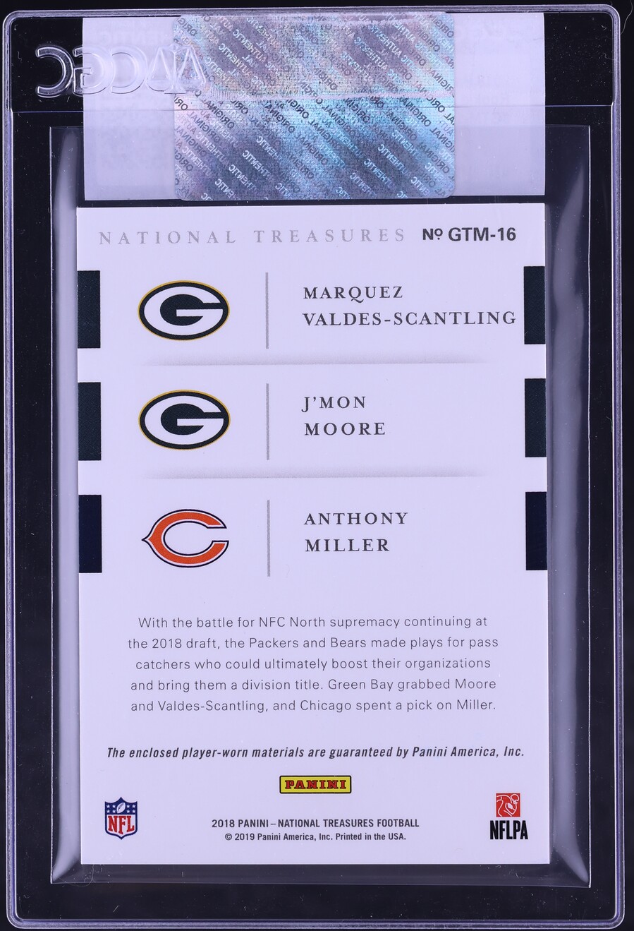 2018 National Treasures NFL Trio Moore Valdes-Scantling Miller RC PATCH ...