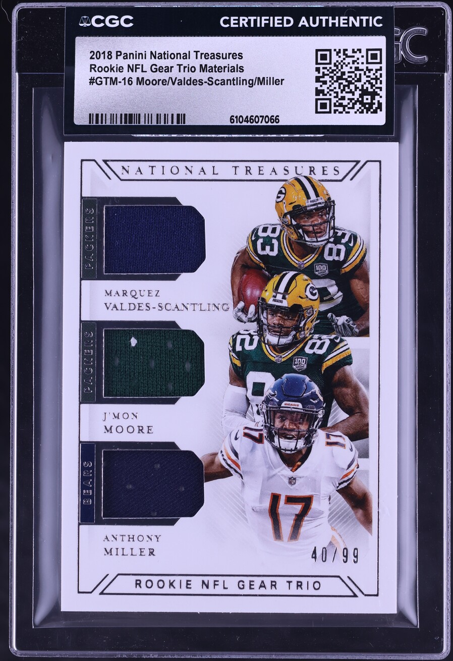 2018 National Treasures NFL Trio Moore Valdes-Scantling Miller RC PATCH ...