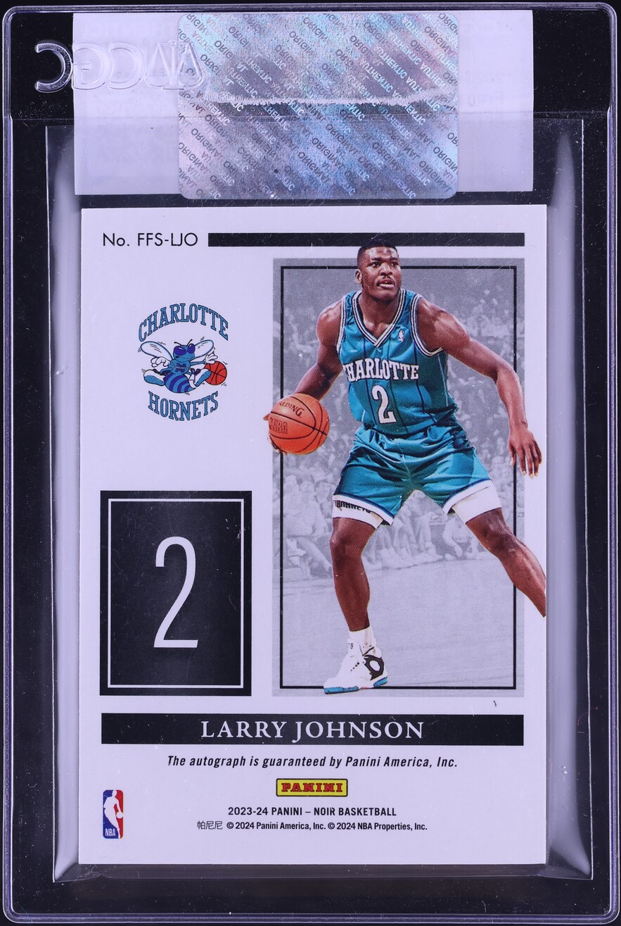 2023 Panini Noir Freeze Frame Larry Johnson AUTO /99 #FFS-LJO CGC AUTH ...