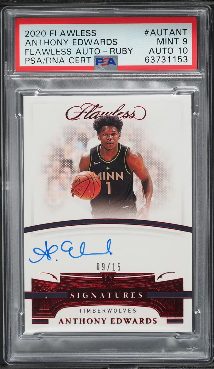 2020 Panini Flawless Ruby Anthony Edwards ROOKIE AUTO DNA 10 /15 #AUT ...