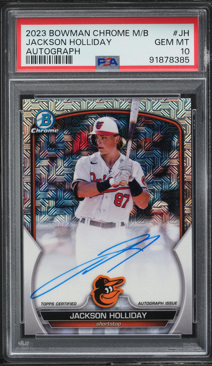 2023 Bowman Chrome Mega Box Jackson Holliday PROSPECT AUTO #JH PSA 10 ...