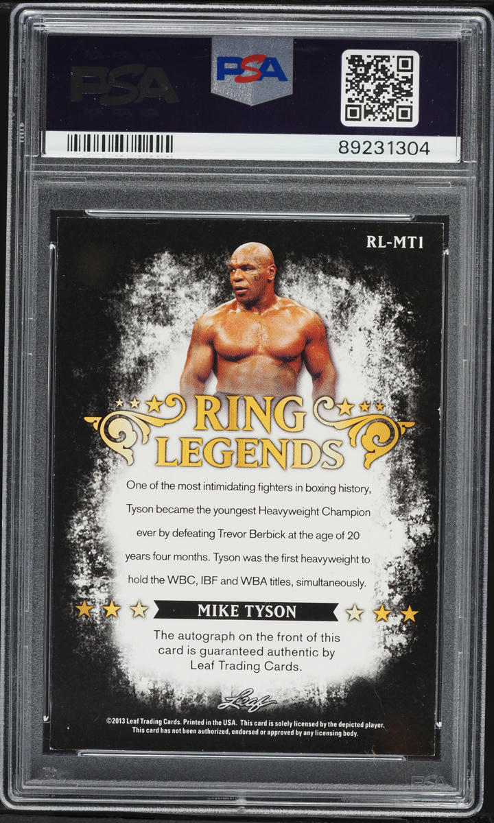 2013 Leaf Sports Heroes Ring Legends Mike Tyson AUTO #RL-MT1 PSA 10 GEM ...