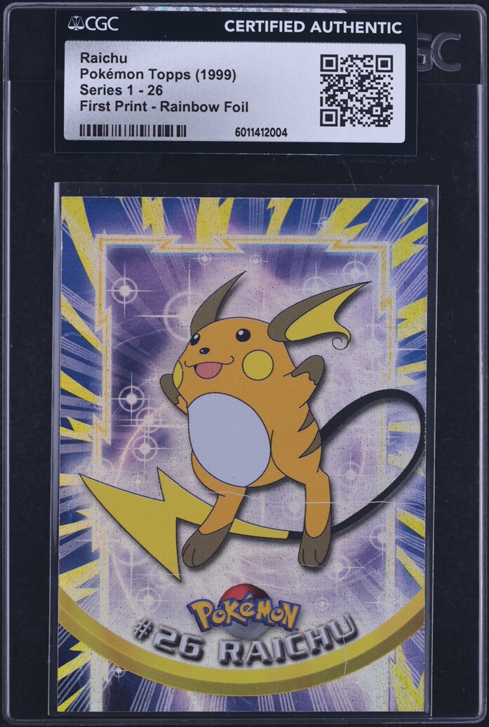 1999 Topps Pokemon Series 1 Rainbow Foil Raichu #26 CGC AUTH on Fanatics Collect