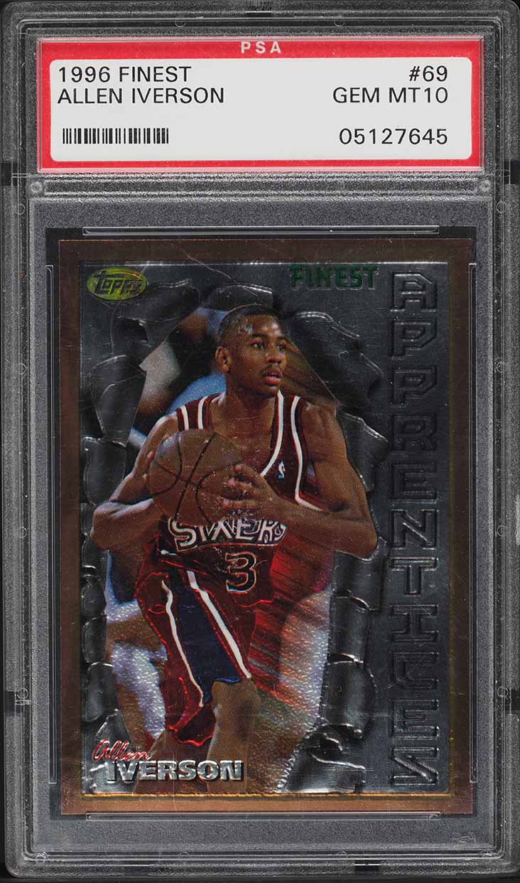 1996 Finest Basketball Allen Iverson ROOKIE #69 PSA 10 GEM MINT on ...