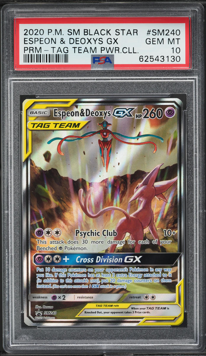2020 Pokemon SM Black Star Promo Tag Team Espeon & Deoxys GX #SM240 PSA ...