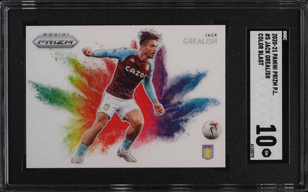 2020 Panini Prizm Premier League Color Blast Jack Grealish #5 SGC 10 ...