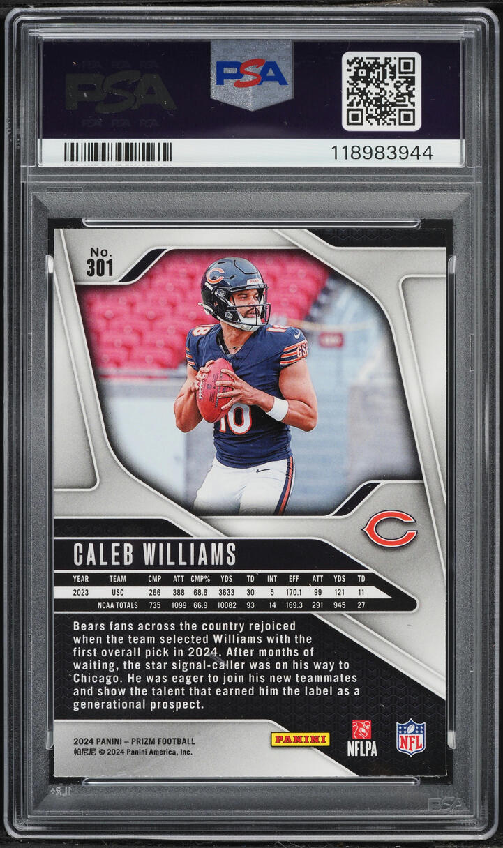 2024 Panini Prizm Caleb Williams ROOKIE #301 PSA 10 GEM MINT on ...