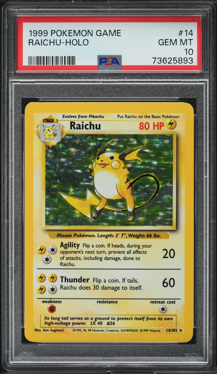 1999 Pokemon Base Set Holo Raichu #14 PSA 10 GEM MINT on Fanatics Collect