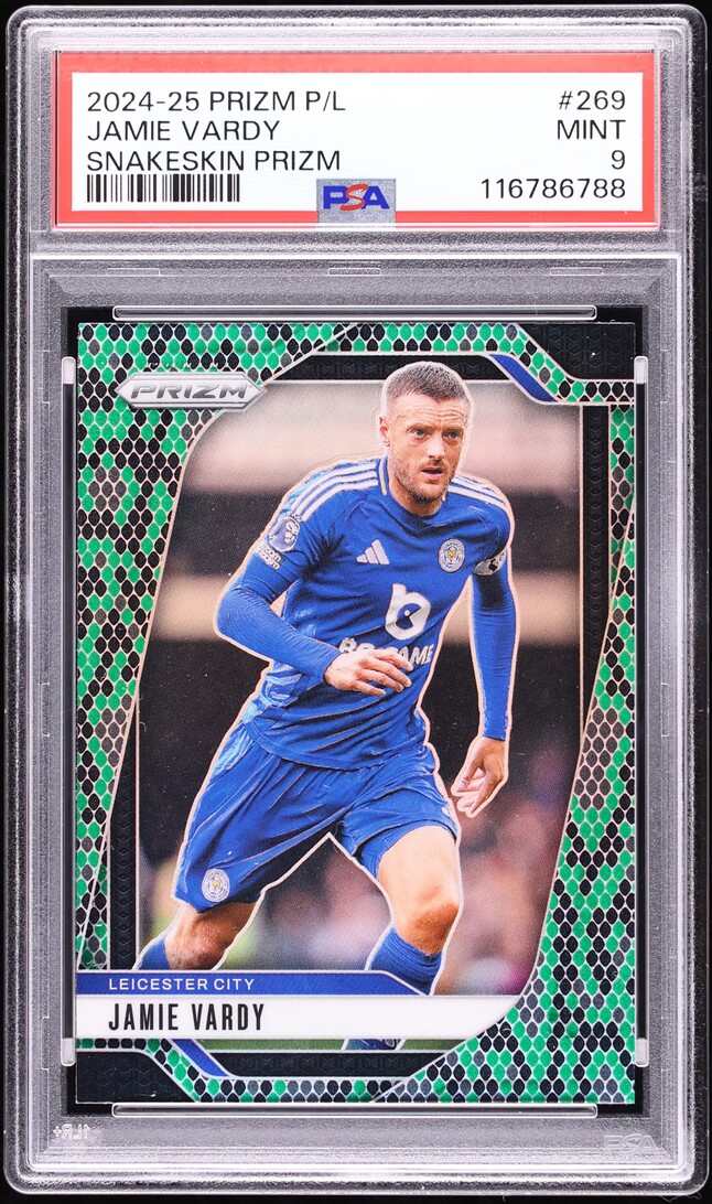2024 Panini Prizm Premier League Snakeskin Jamie Vardy #269 PSA 9 MINT ...
