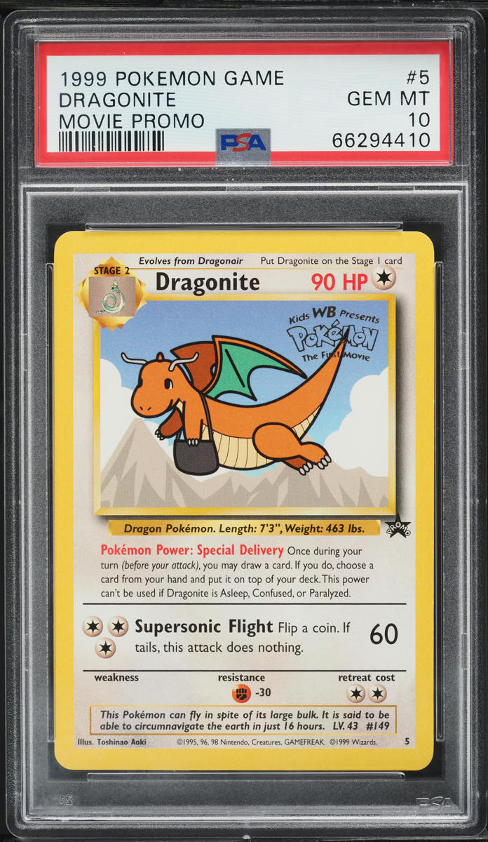 1999 Pokemon Movie Black Star Promo Dragonite #5 PSA 10 GEM MINT on ...