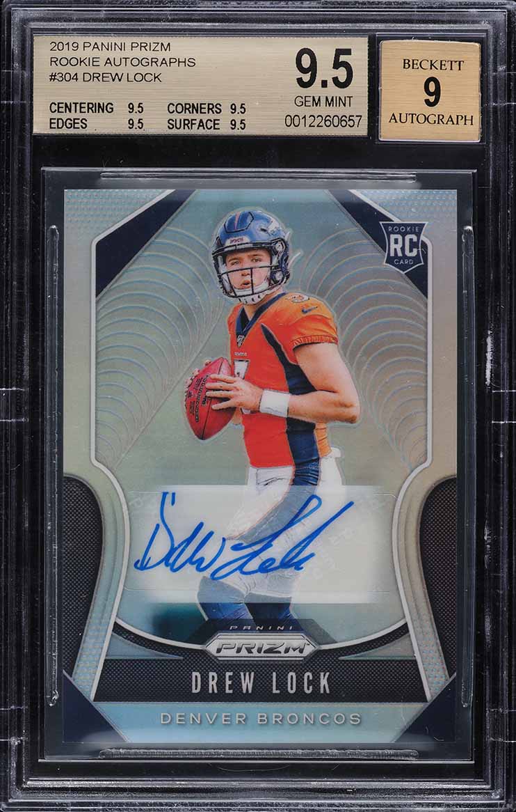 2019 Panini Prizm Silver Drew Lock ROOKIE RC AUTO #304 BGS 9.5 GEM MINT ...