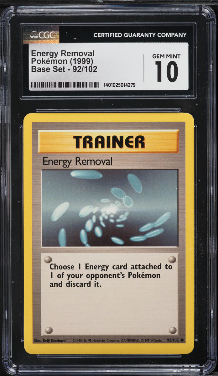 1999 Pokemon Base Set Energy Removal #92 CGC 10 GEM MINT on Fanatics ...