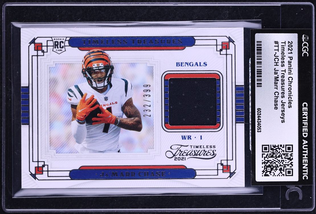 2021 Panini Chronicles Timeless Treasures Ja'Marr Chase RC PATCH /399 ...