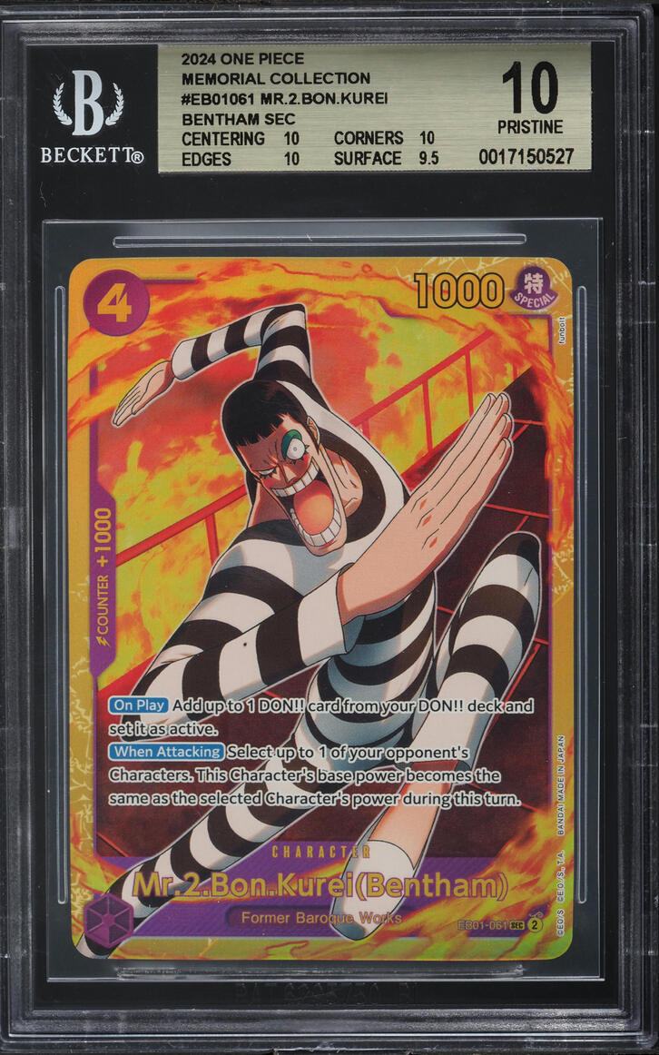 2024 One Piece Memorial Collection Mr. 2 Bon Kurei (Bentham) #EB01-061 BGS 10 on Fanatics Collect