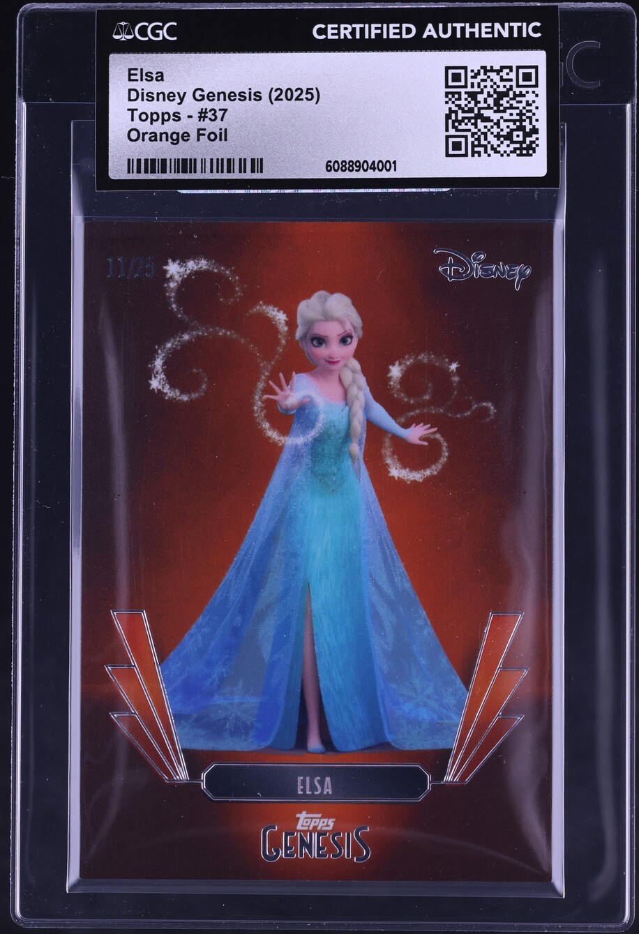 2025 Topps Disney Genesis Orange Foil Elsa /25 #37 CGC AUTH on Fanatics ...
