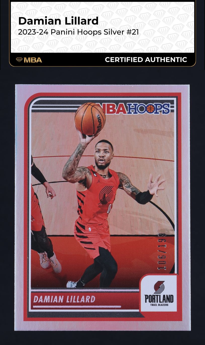 2023 Hoops Silver Damian Lillard /199 #21 MBA AUTH on Fanatics Collect