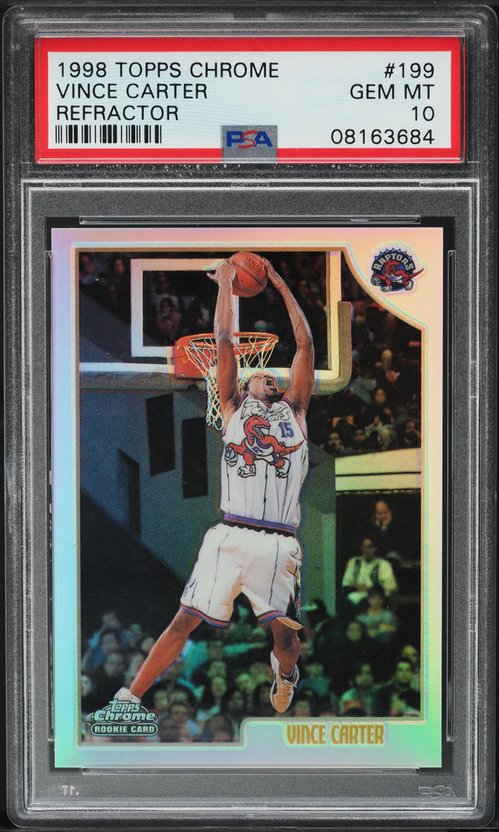 1998 Topps Chrome Refractor Vince Carter ROOKIE #199 PSA 10 GEM MINT on Fanatics Collect