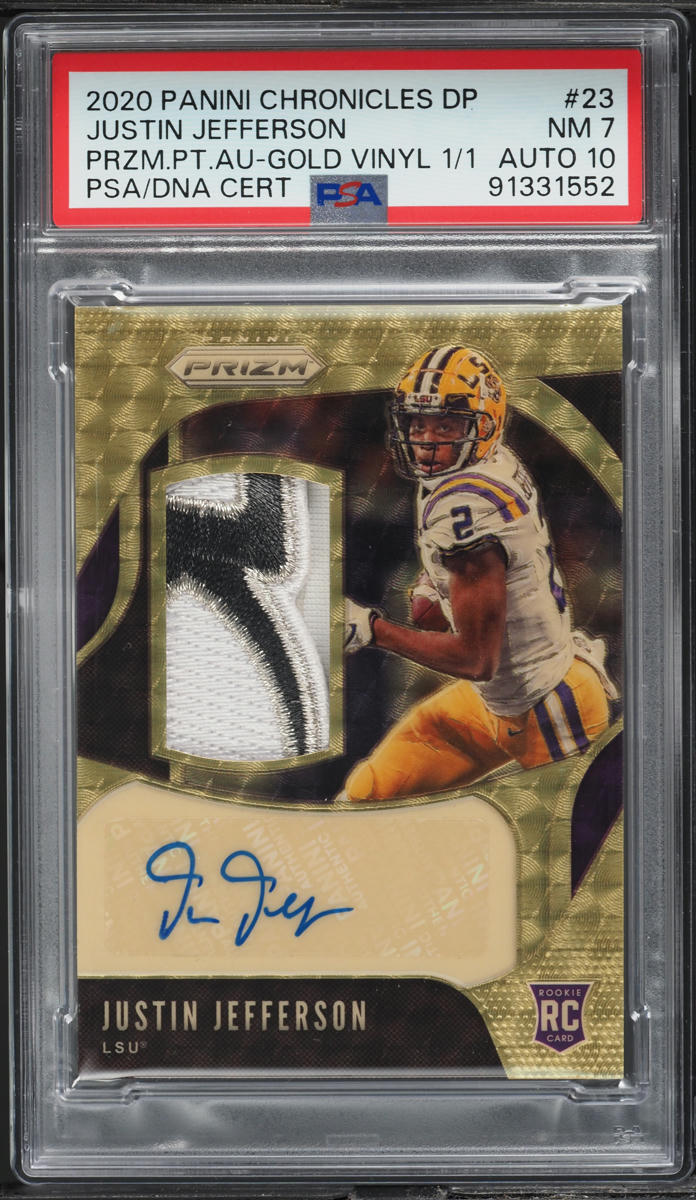 2020 Panini Prizm Gold Vinyl Justin Jefferson ROOKIE PATCH AUTO DNA 10 ...